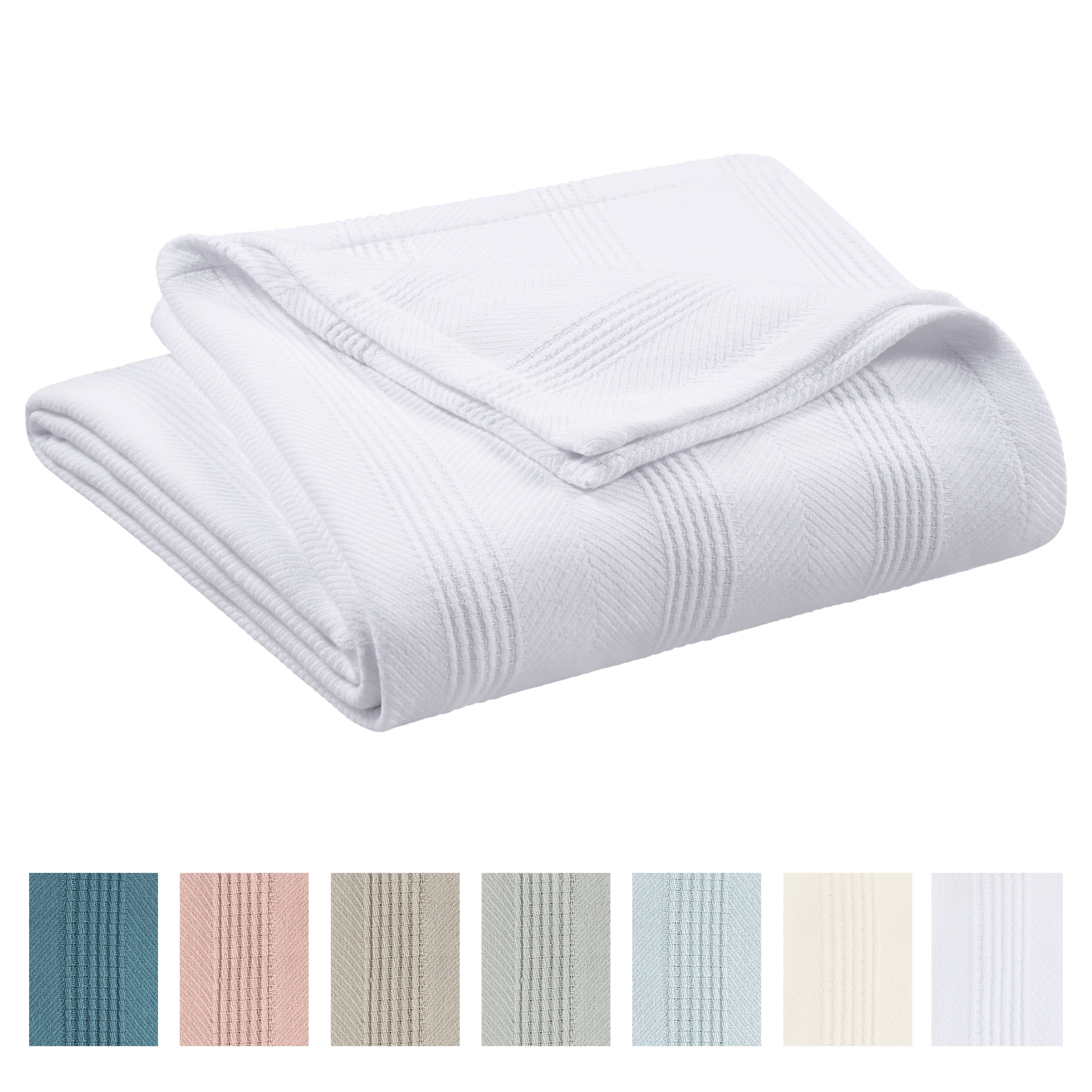 Vellux Cotton Twin Blanket 90x66 White Soft Breathable All-Season Cozy ...