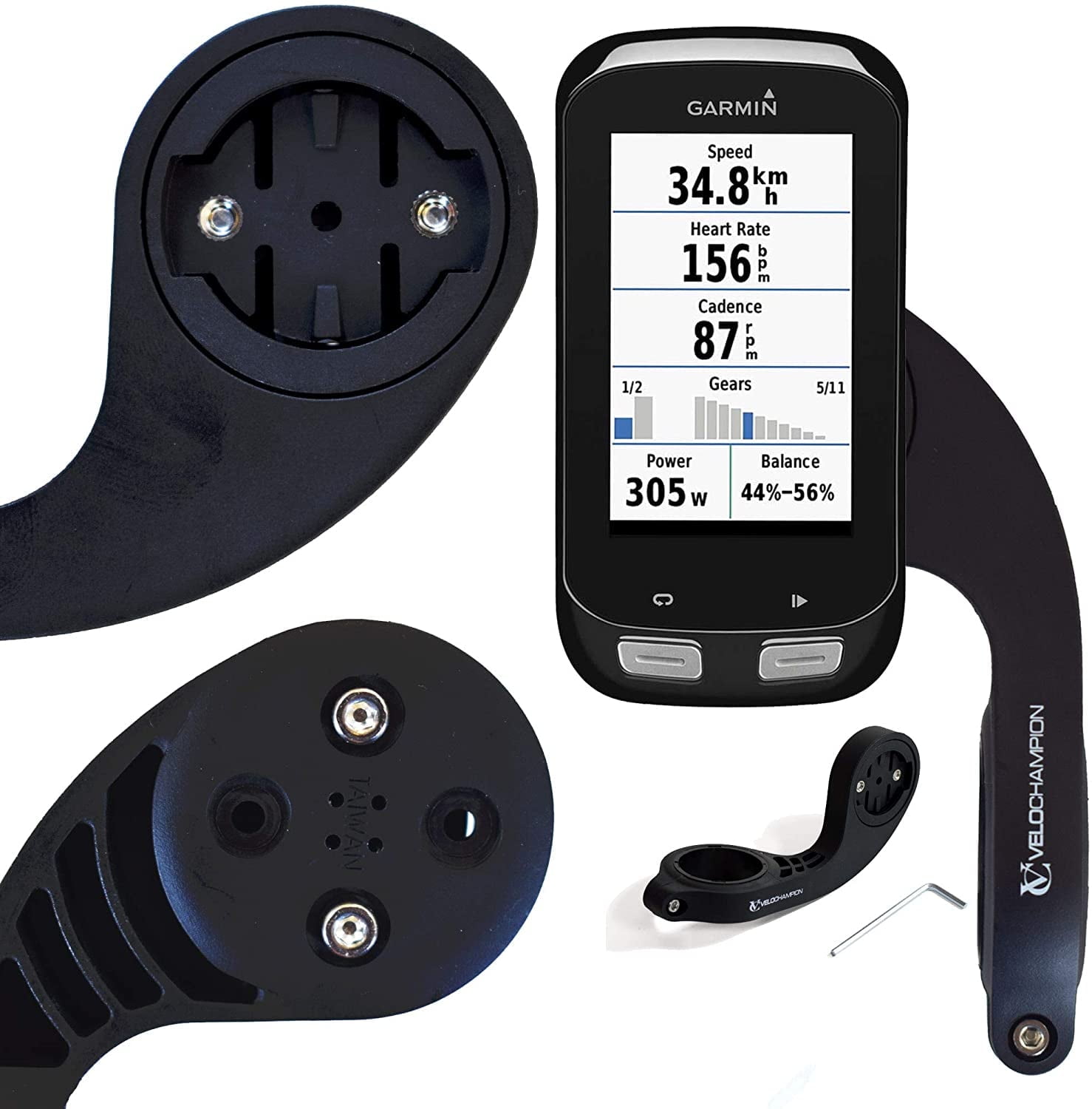 VeloChampion Garmin Compatible Out Front Handlebar GPS Mount Black ...