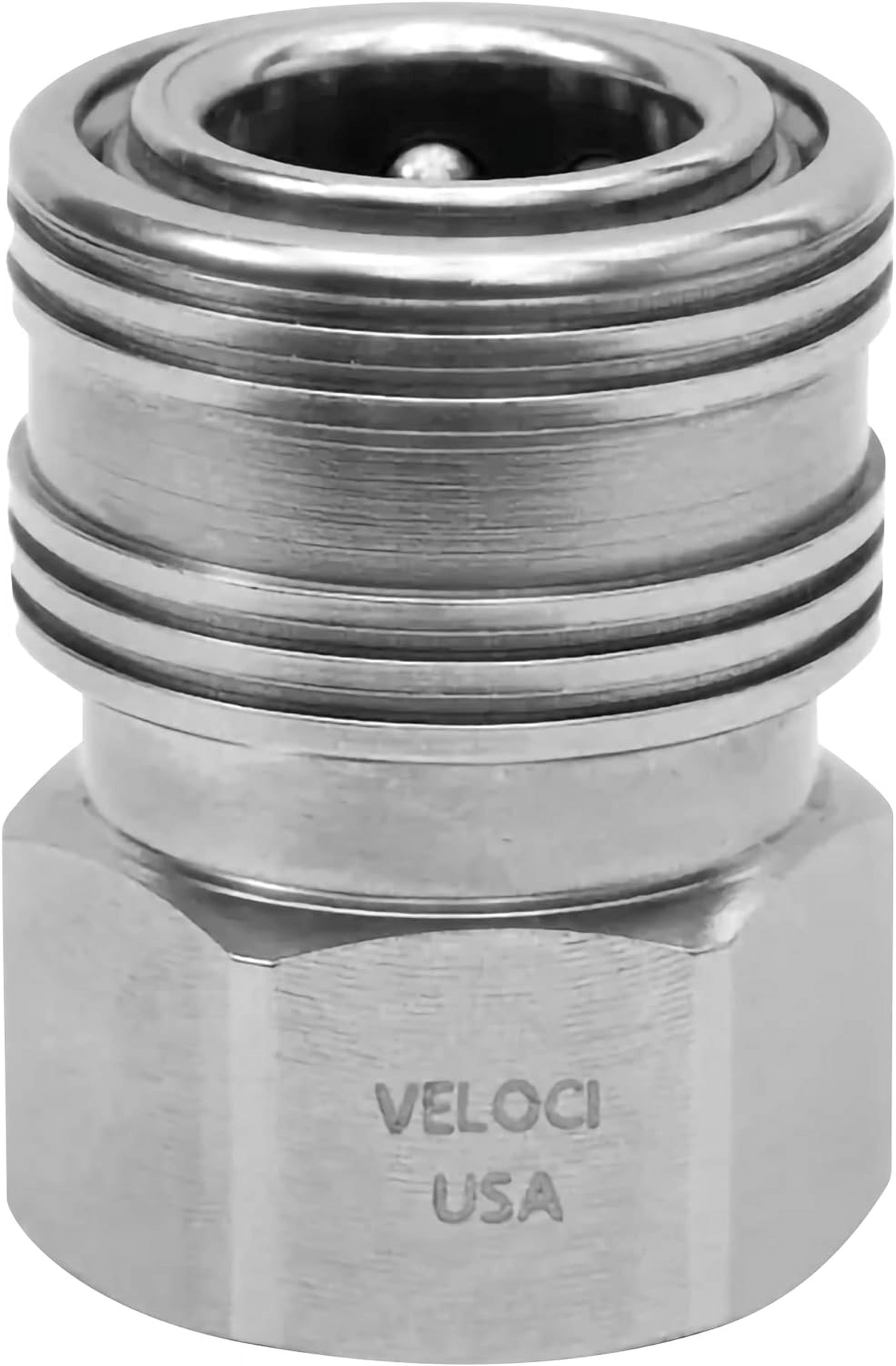 Veloci 3/8" Stainless Steel Female NPT Quick Coupler for Pressure ...