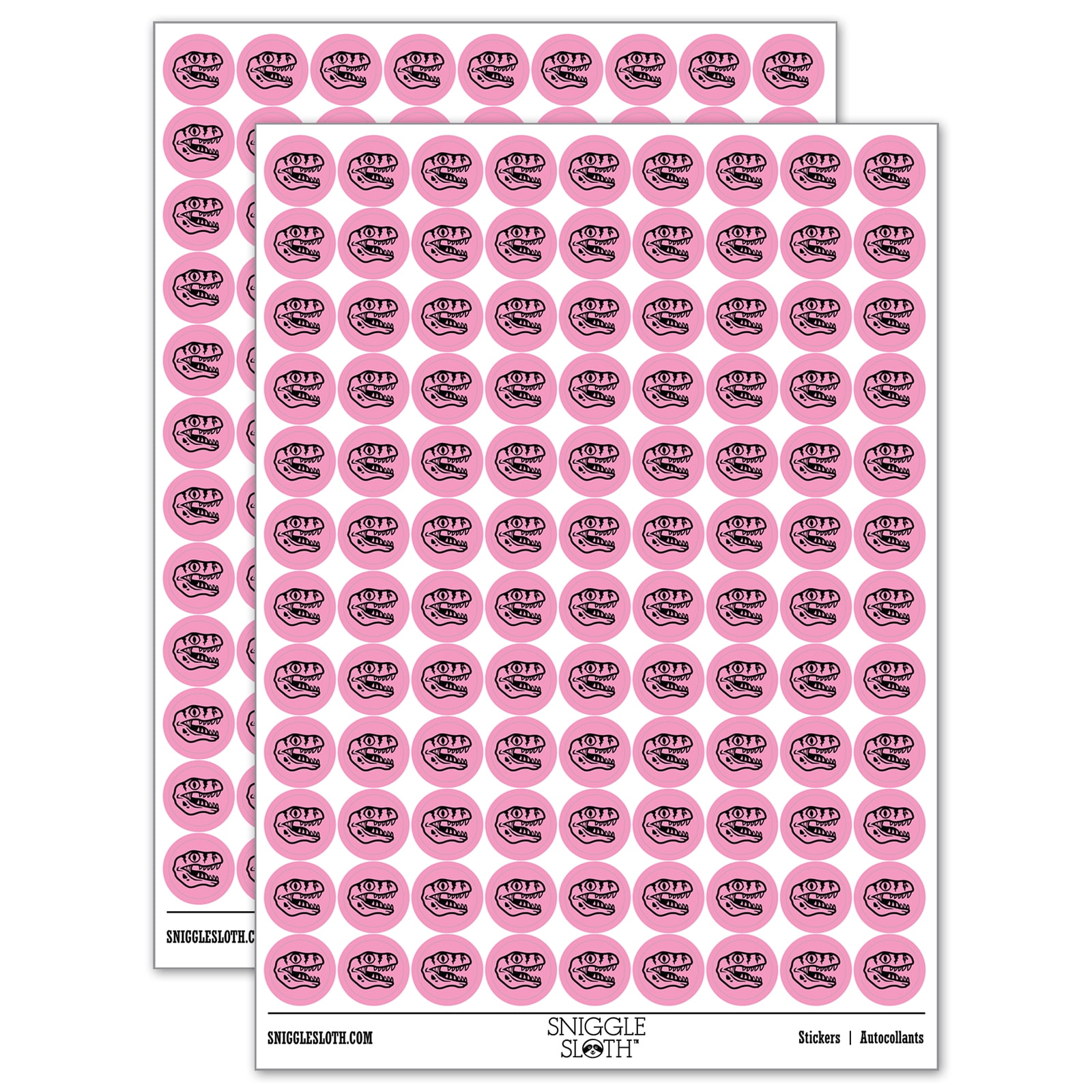 Velociraptor Dinosaur Head 200+ Round Stickers - Light Pink - Matte ...