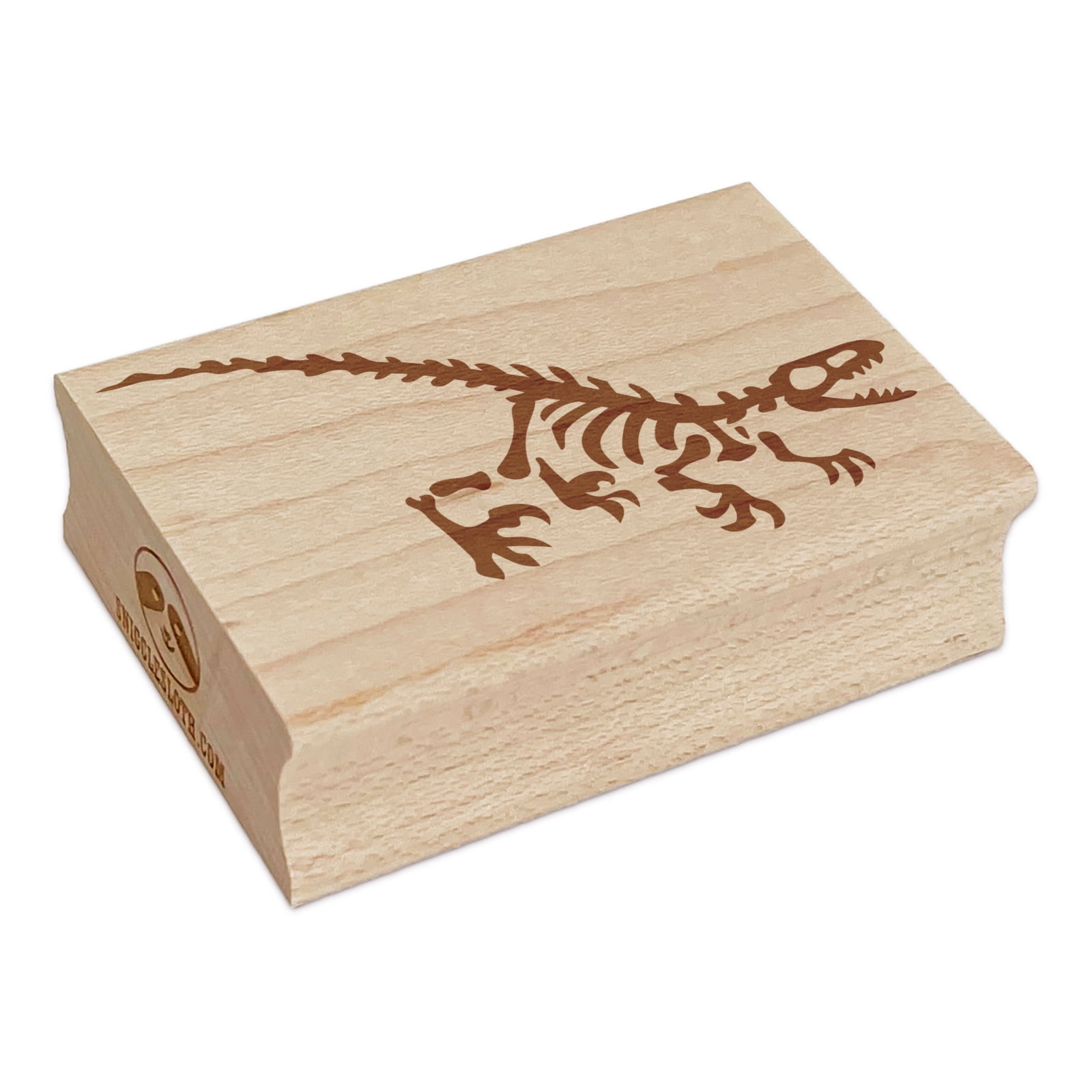 Velociraptor Dinosaur Skeleton Fossil Rectangle Rubber Stamp Stamping ...