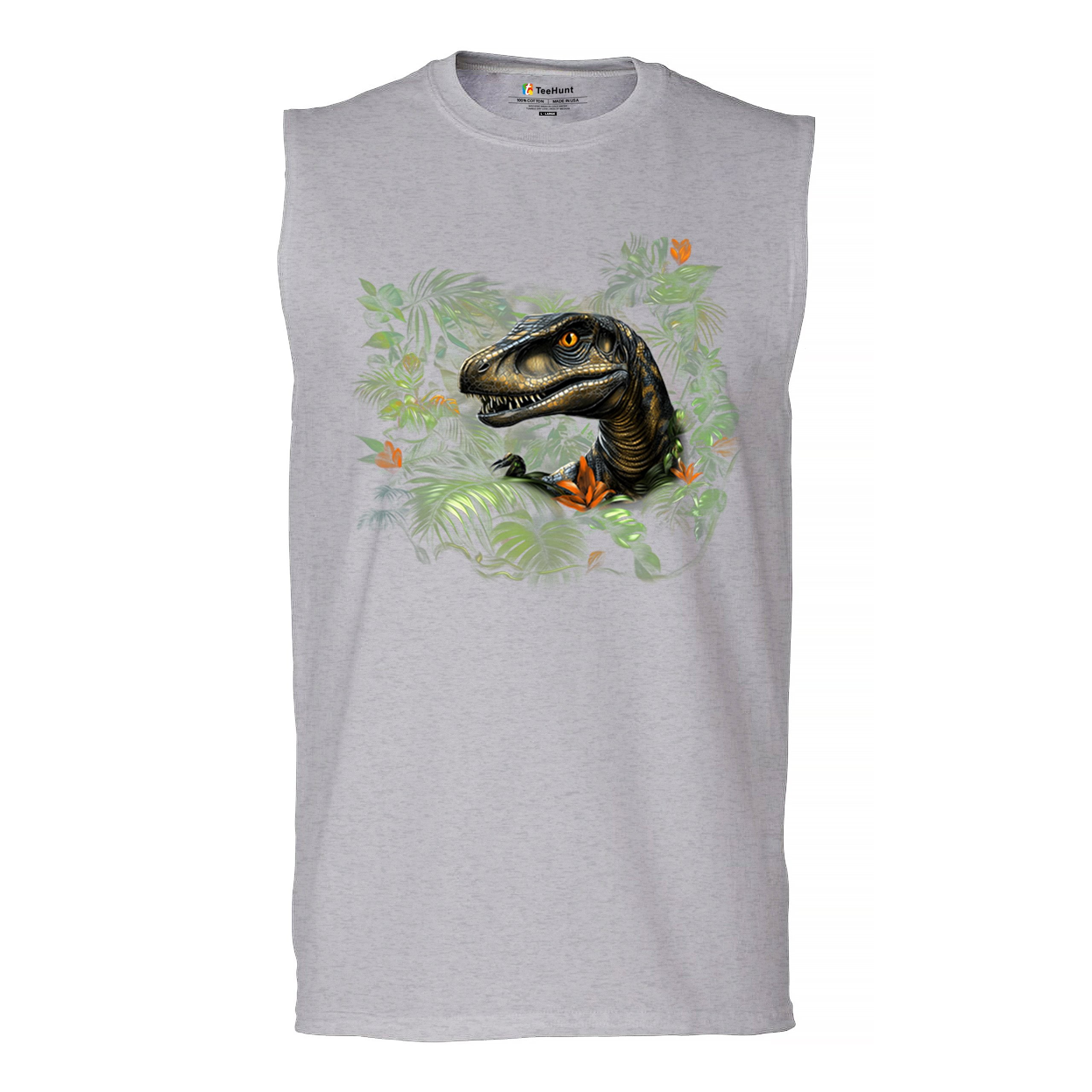 Velociraptor Jungle Muscle Shirt Dinosaur Hunter Jurassic Period Raptor ...