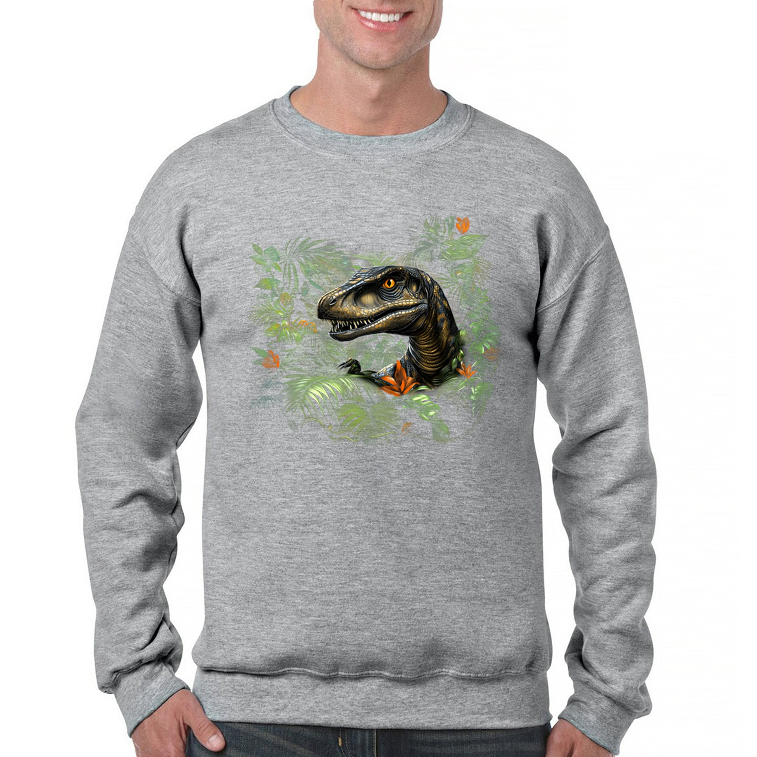 Velociraptor Jungle Sweatshirt Dinosaur Hunter Jurassic Period Raptor ...