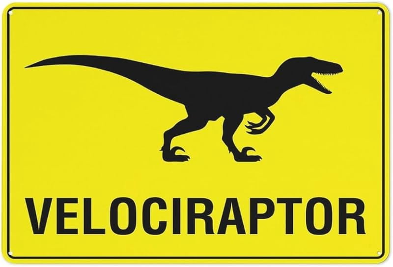 Velociraptor Sign Warning Tin Sign Home Kitchen Farm Garden Garage Wall ...
