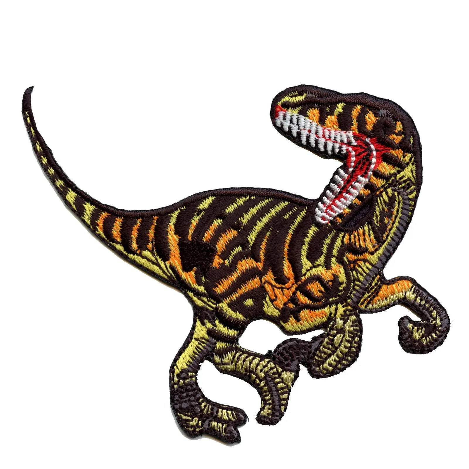 Velociraptor Striped Dinosaur Embroidered Iron on Patch - Walmart.com