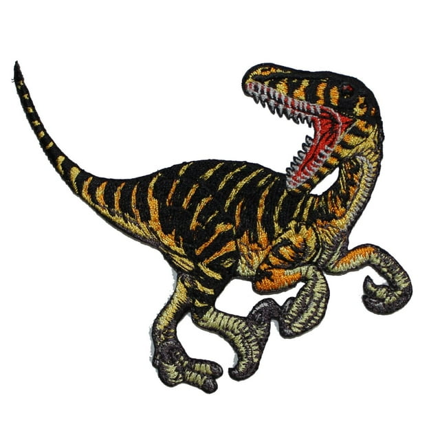 Velociraptor Striped Dinosaur Embroidered Iron on Patch - Walmart.com