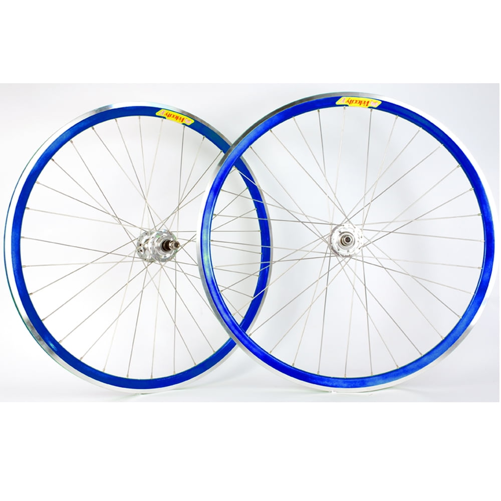 Velocity Deep V Track Fixed Gear 700c Wheelset Blue / Silver 32h ...
