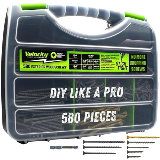 Velocity Exterior Assortment Kit Wood Screws, Carbon Steel, 7 Sizes ...