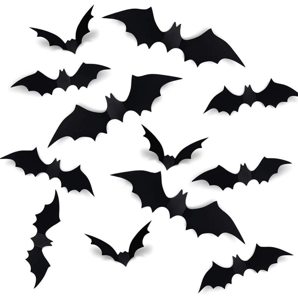 Velocity Halloween 3D Bats Wall Decals, 44pcs Realistic PVC Scary Bats ...