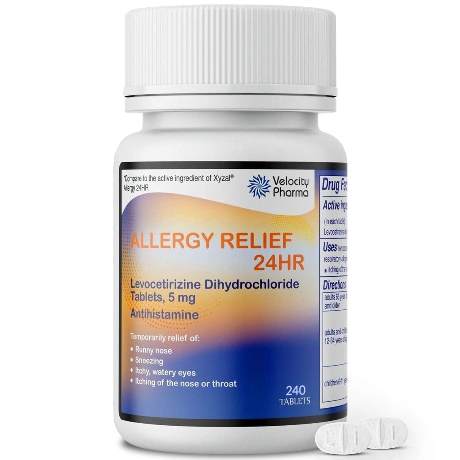 Velocity Pharma Adult Allergy Relief Medicine, Levocetirizine ...