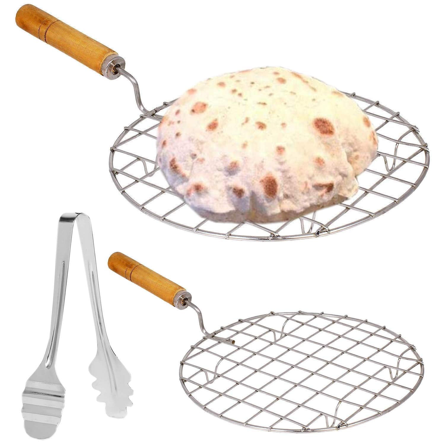 Velofeil Steel Round Large Papad Roaster Chapati Roti Jali Barbeque BBQ ...