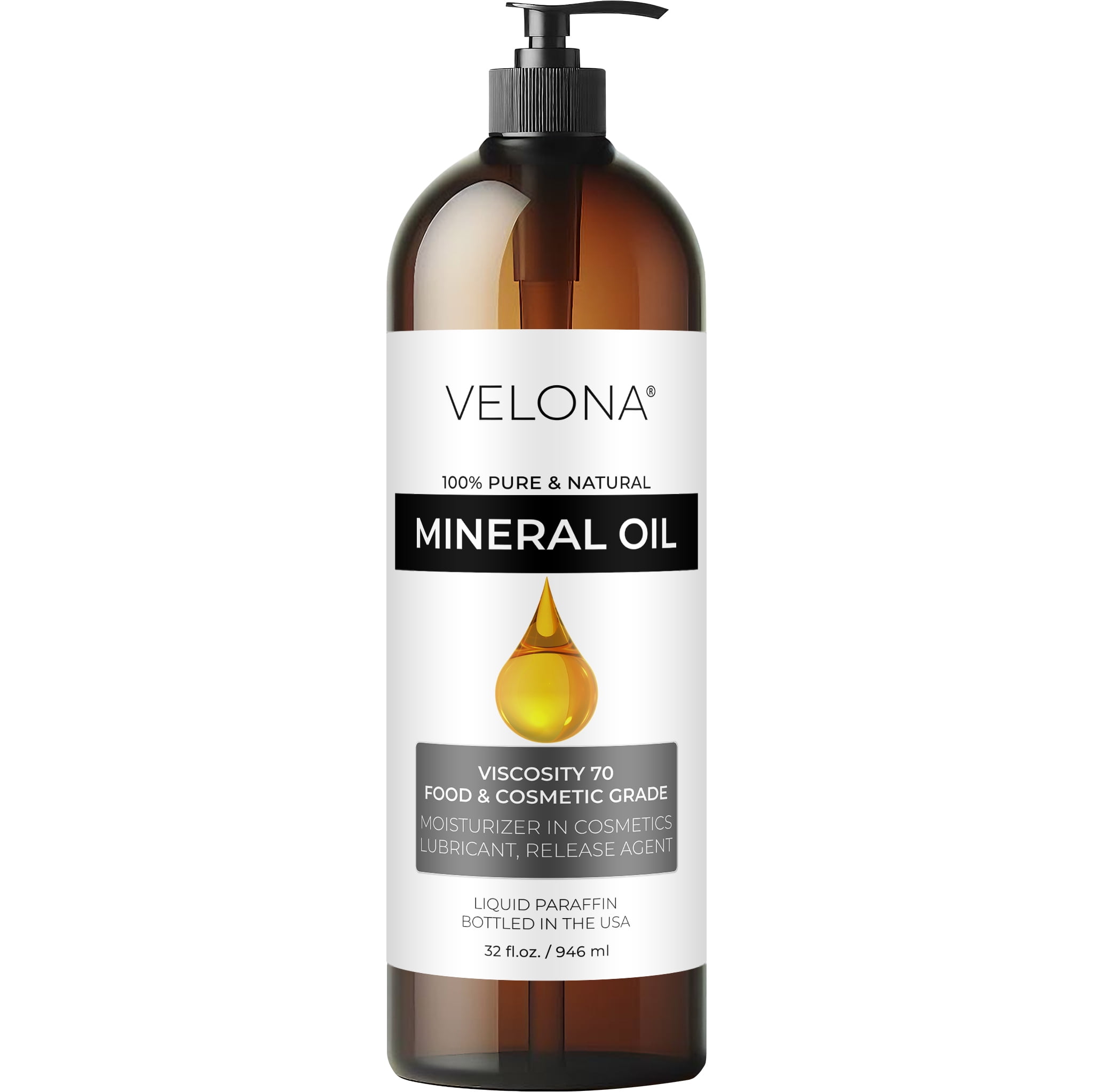 Velona Food Grade Mineral Oil 70 Viscosity NF USP Grade - 32 oz | for ...