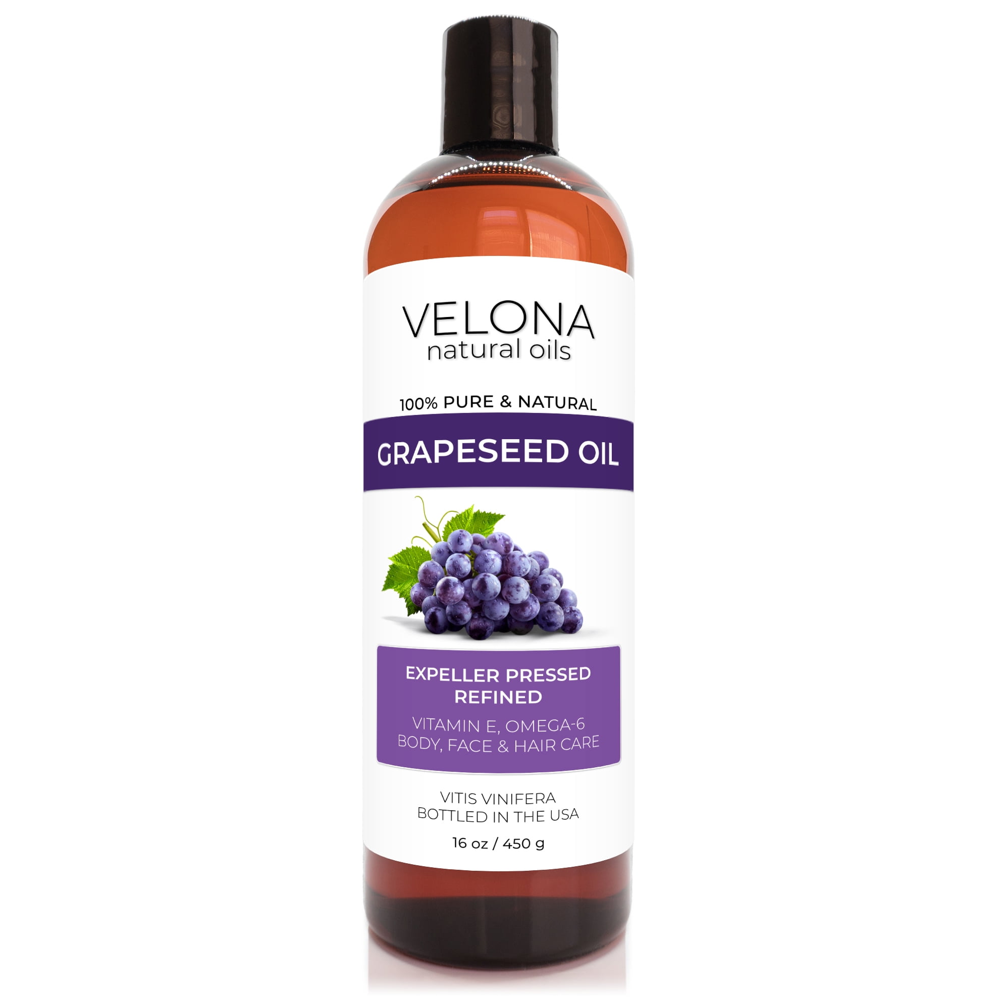 Velona Grapeseed Oil, 16 oz, 100% Pure Carrier Oil, Refined, Cold ...