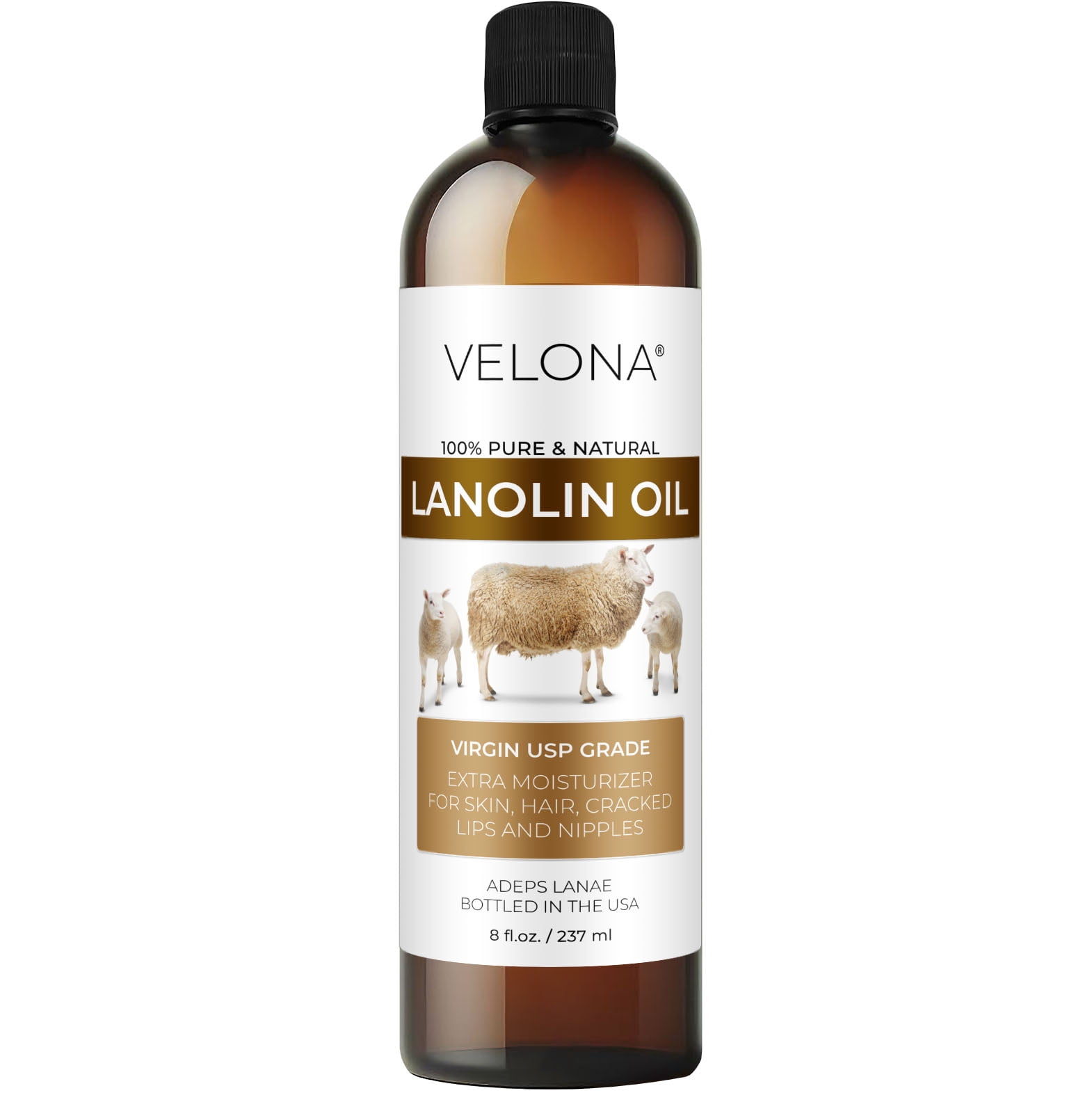 Velona Lanolin Oil, 100% Pure, 8 oz, USP Grade, Cold Pressed, Skin ...