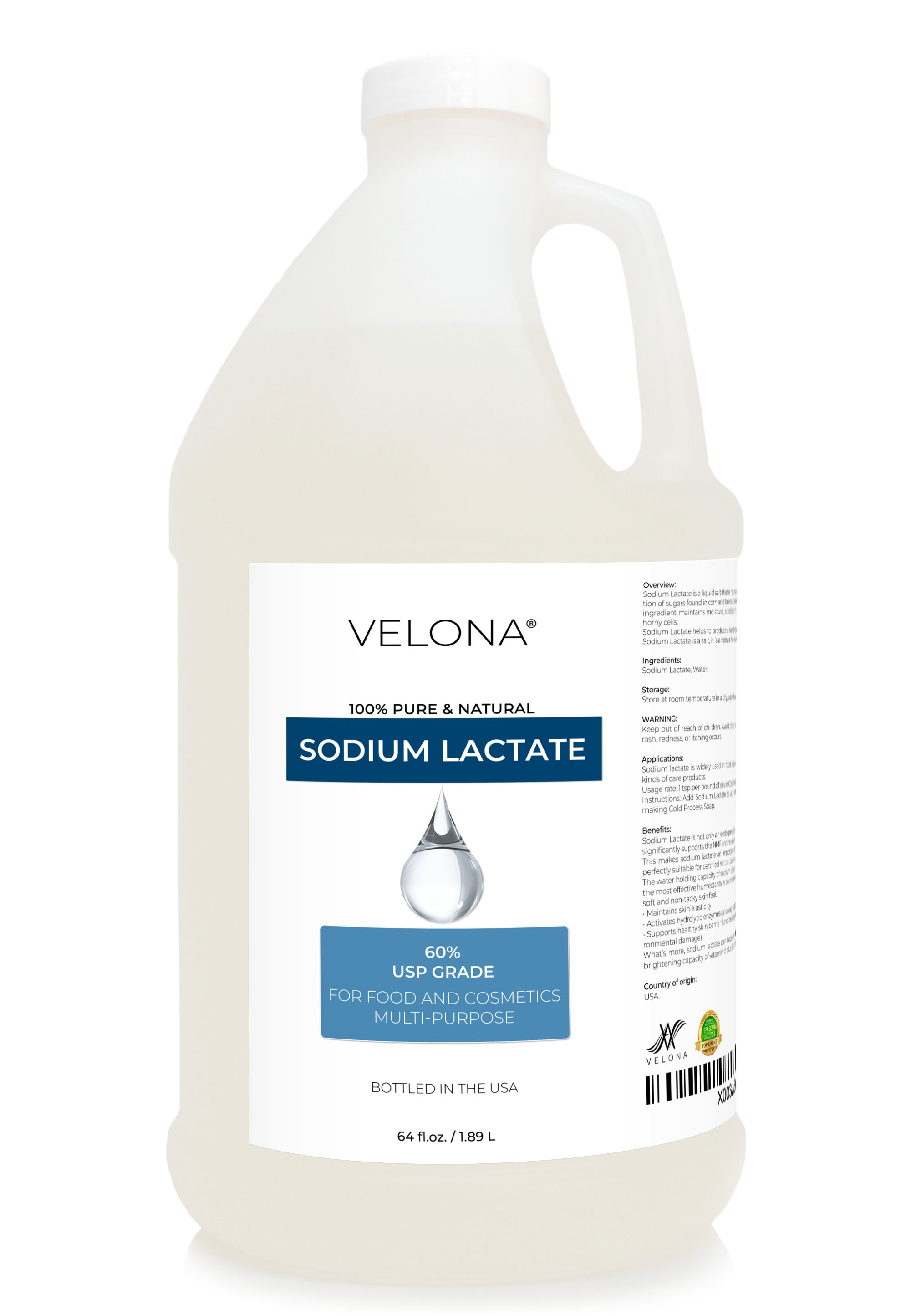Velona Sodium Lactate 60% - 64 oz | USP Grade Natural Preservative ...