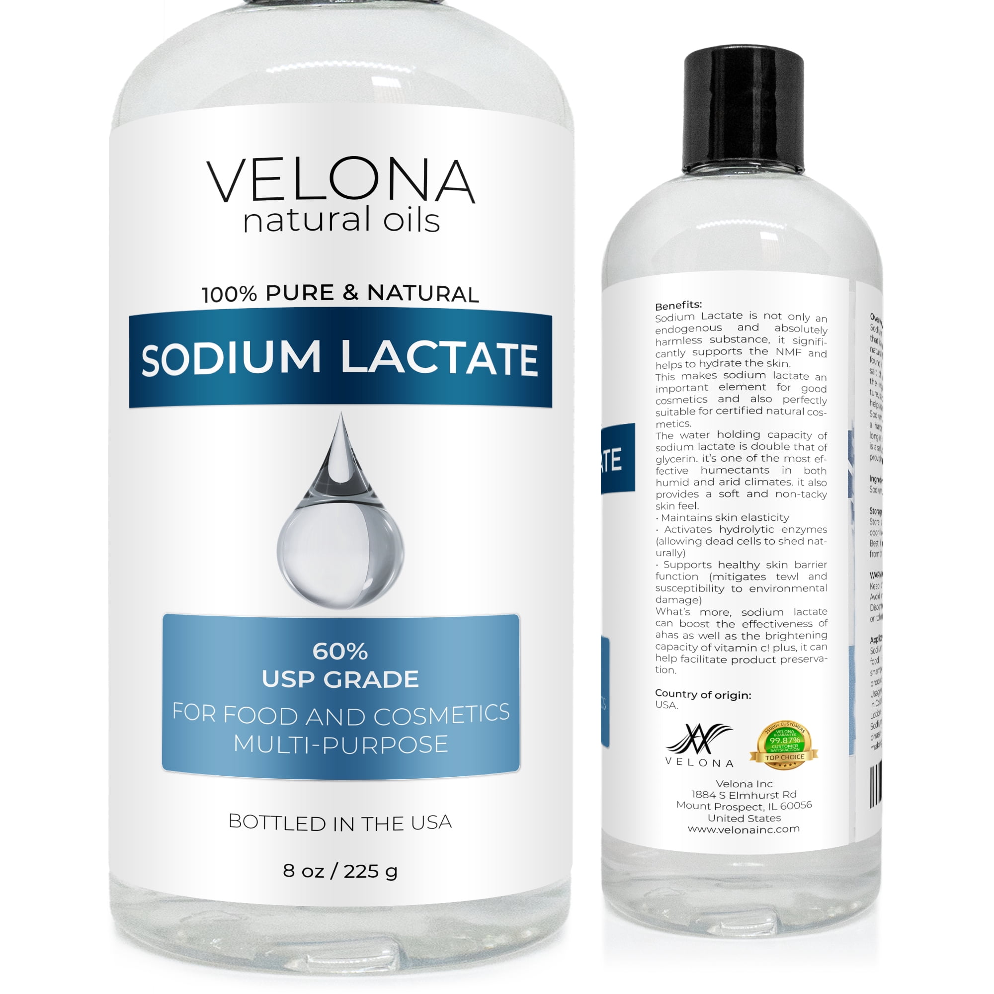 Velona Sodium Lactate 60% - 8 oz | USP Grade Natural Preservative | For ...