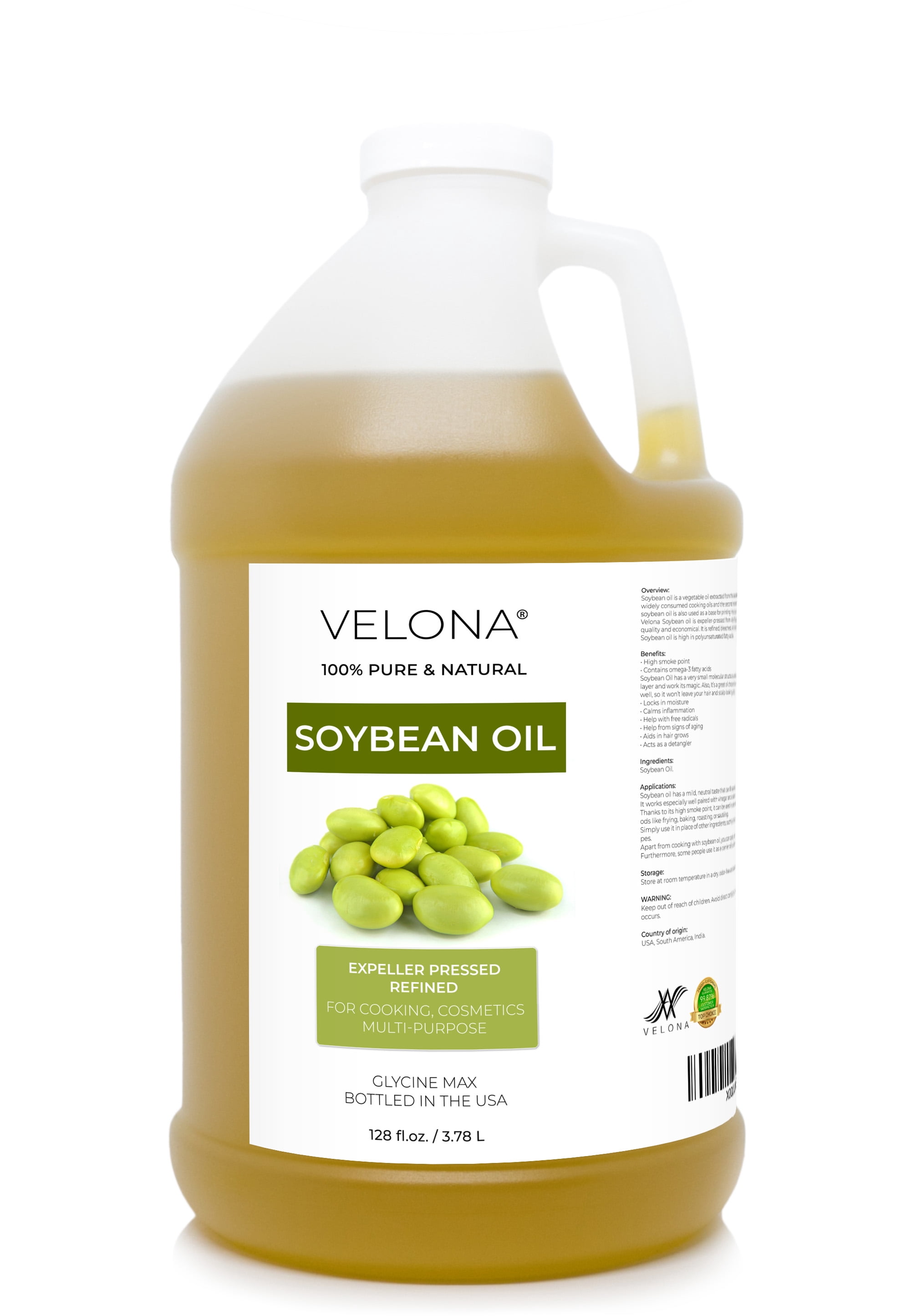 Velona Soybean Oil - 1 Gallon / 128 Fl Oz | 100% Pure and Natural ...