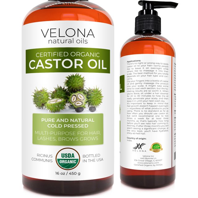Velona Organic Castor Oil 16 Oz Hair Eyelashes Eyebrows Growth