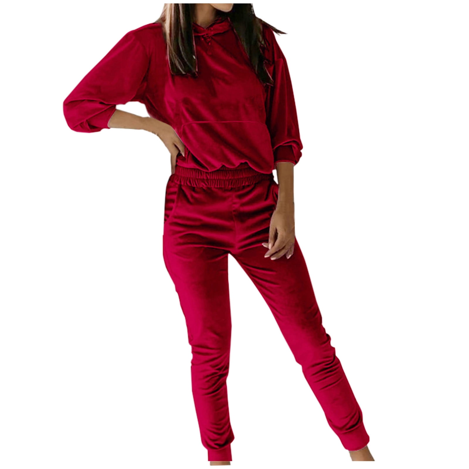 Velour Tracksuit Womens 2 Pieces Joggers Outfits Jogging Sweatsuits Set ...