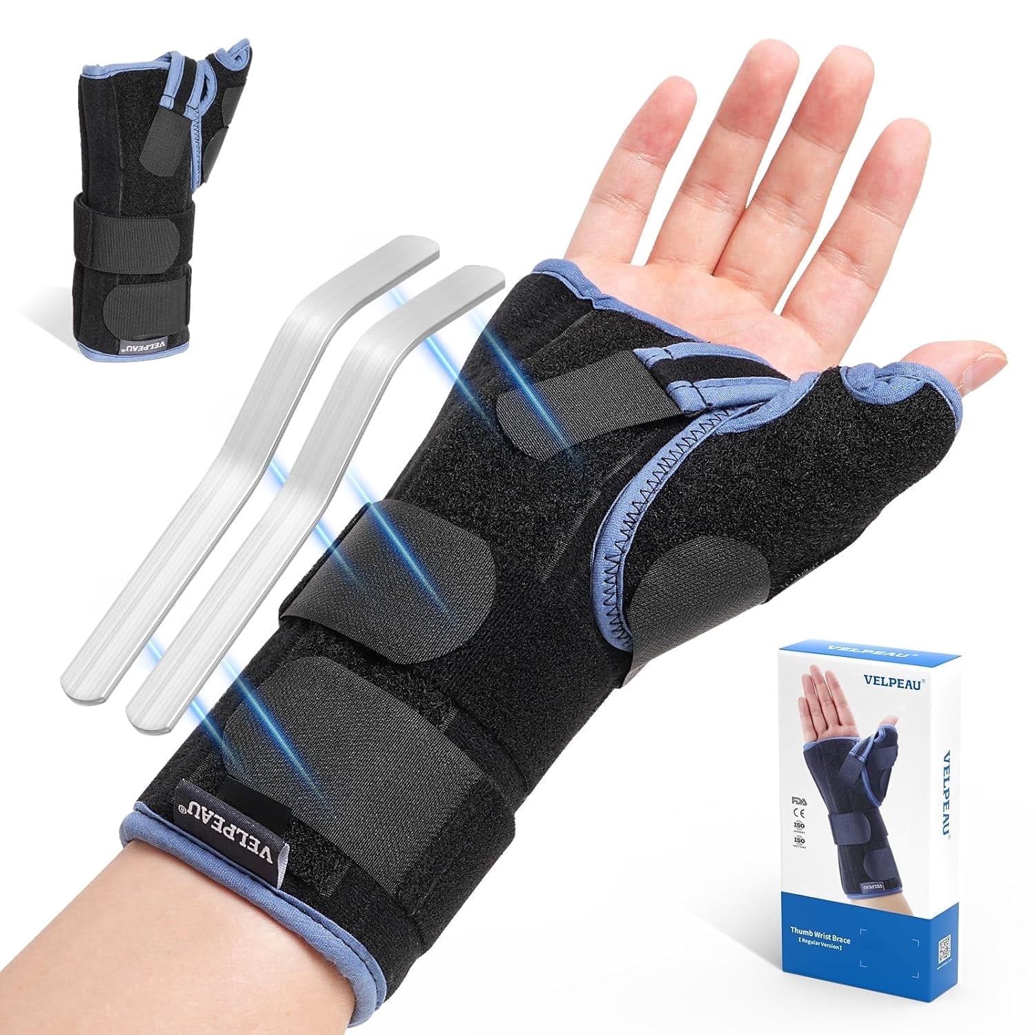 Velpeau, Wrist Brace with Thumb Spica Splint, Regular, Right Hand-M ...