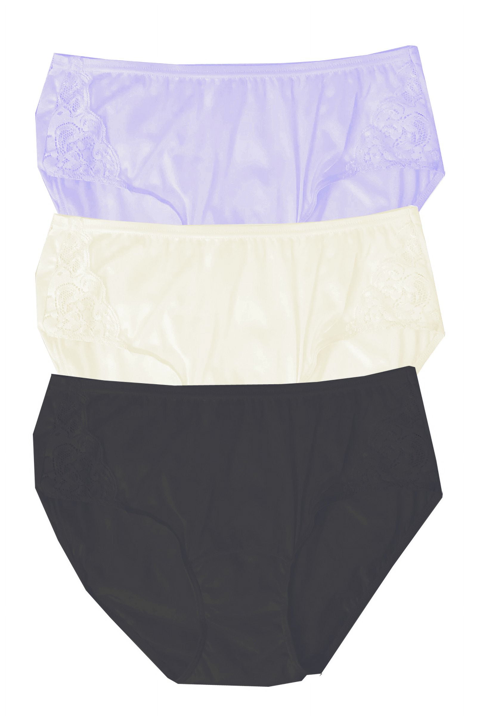 Velrose Lingerie Shadowline Nylon Hipster Panty with Lace, 3-Pack 11182 ...