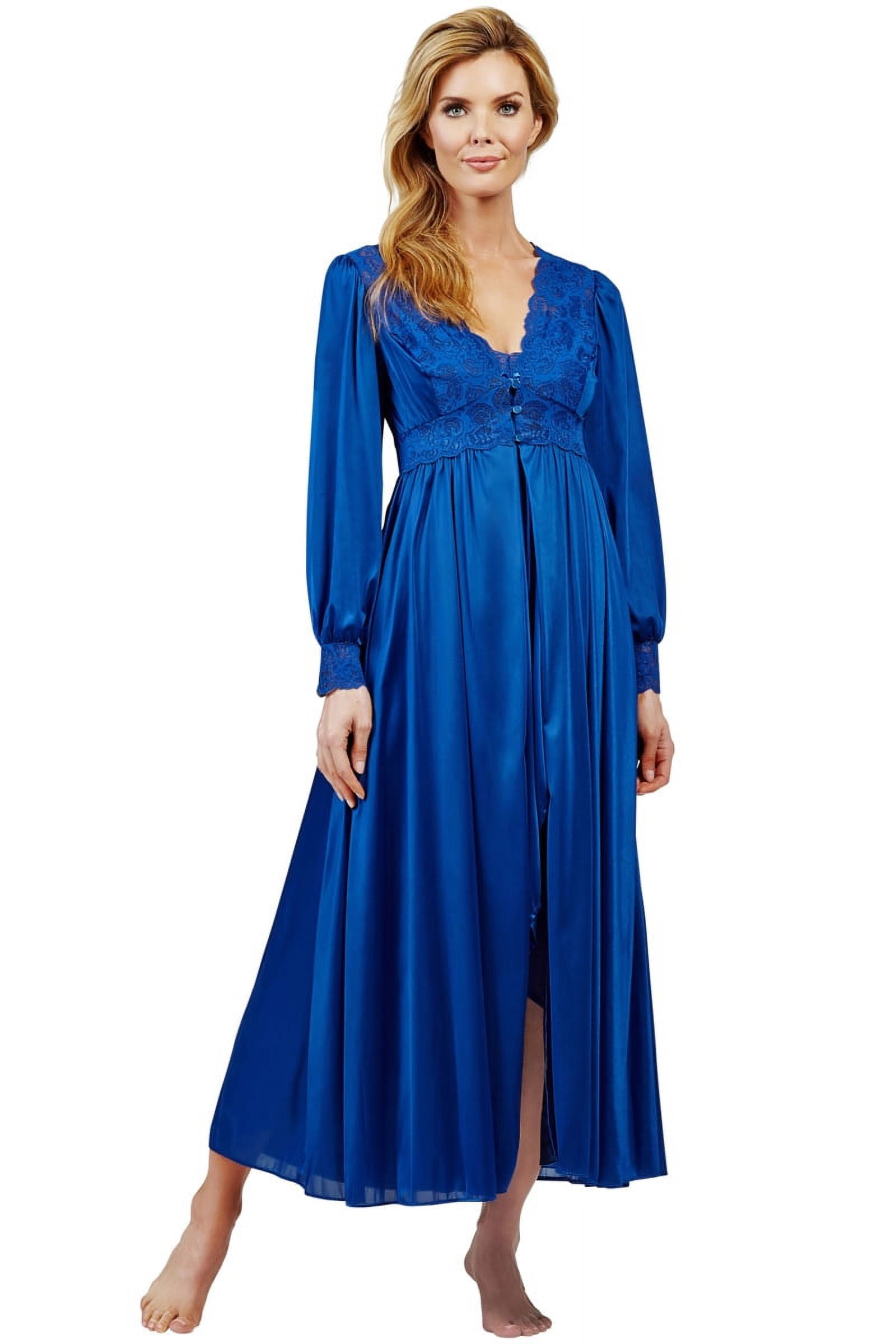 Velrose Lingerie Shadowline Silhouette Long Lace Nightgown and Robe Set ...