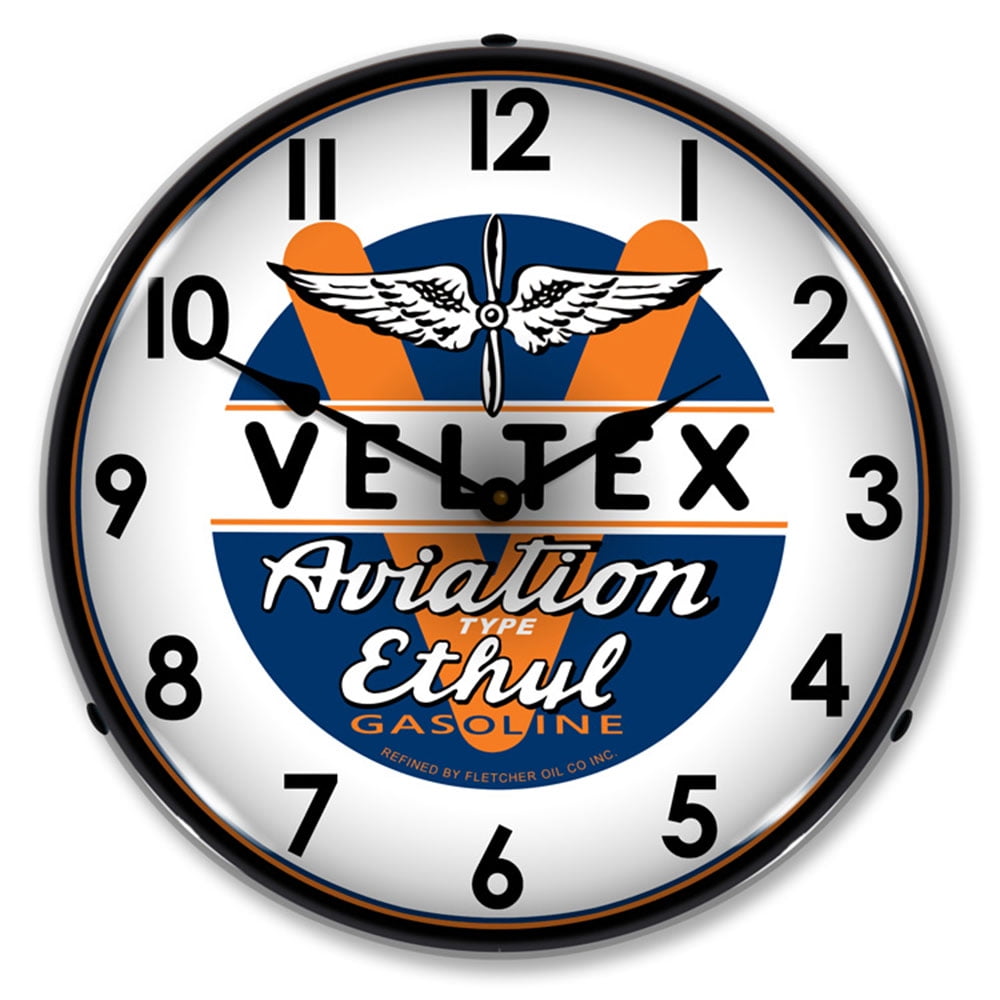 Veltex, Aviation Ethyl Gasoline LED Wall Clock, Retro/Vintage, Lighted ...