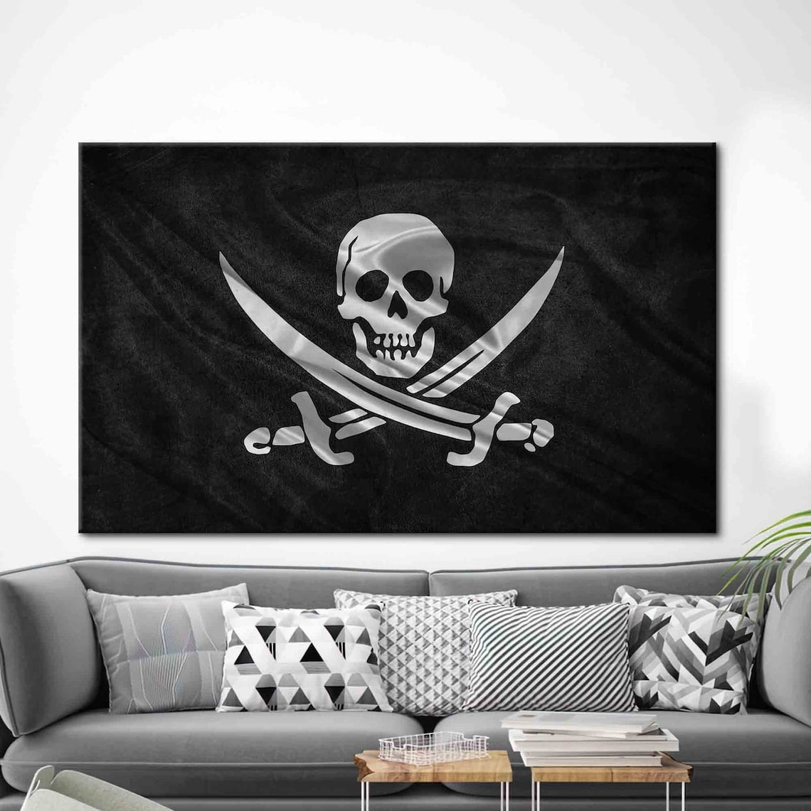 Velto Abstract, Pirates Flag Modern, Jolly Roger Canvas, Black Pearl ...