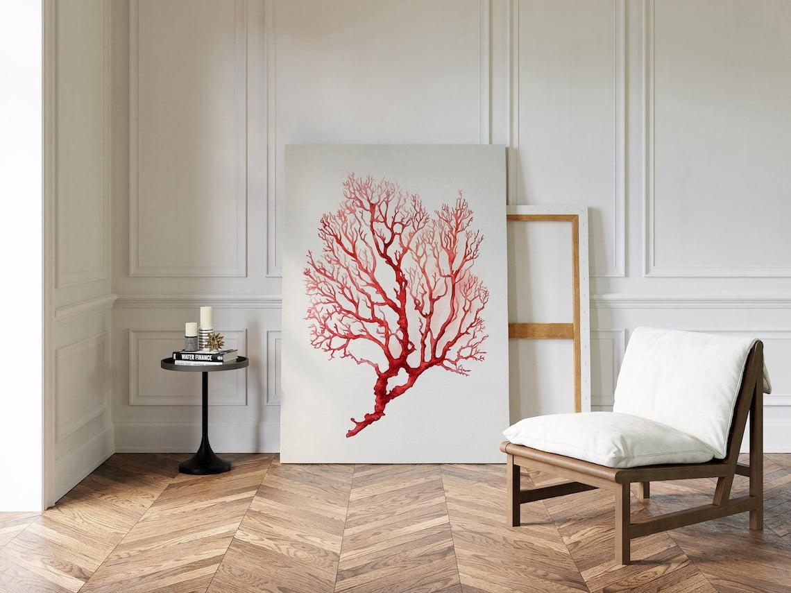 Velto Abstract Red Coral Art, Red Sea Coral, Nature-Inspired Coastal ...