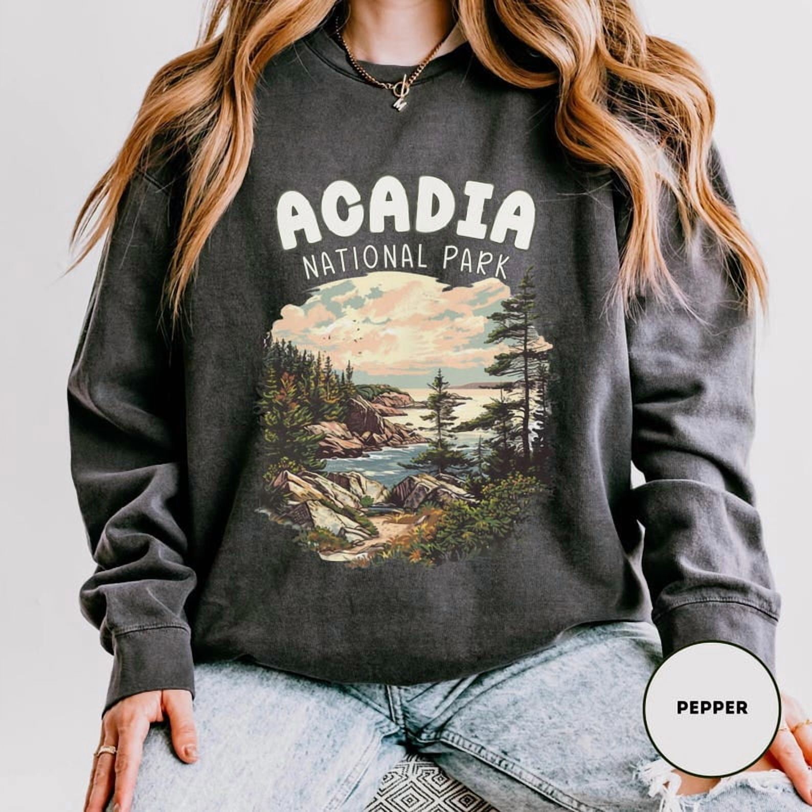 Velto Acadia National Park Sweatshirt Maine Adventure Travel, Full size ...