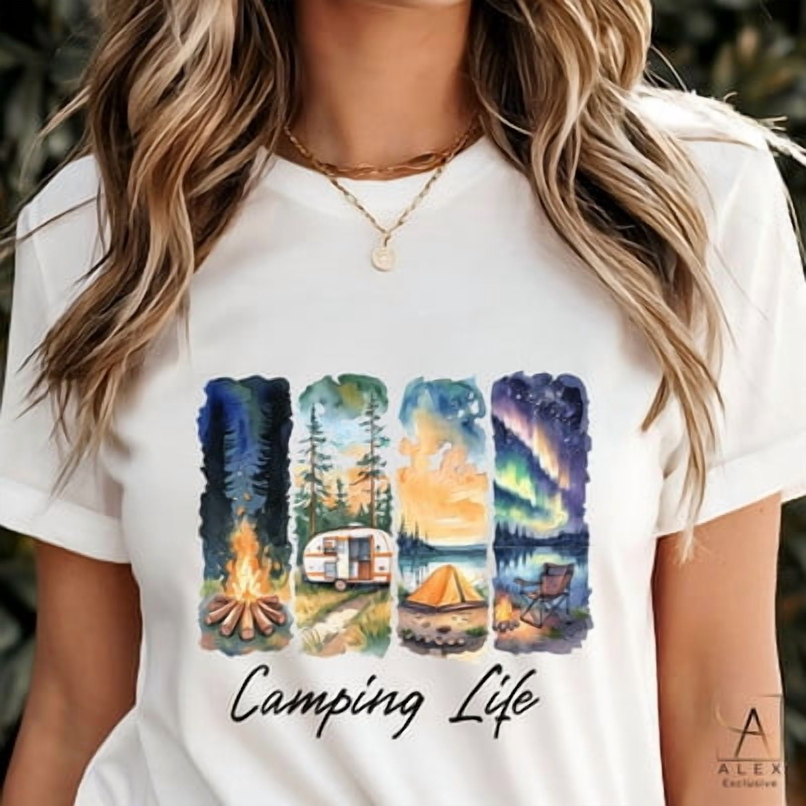Velto Camping Life Shirt – Colorful Campfire Design with Nature, Car ...