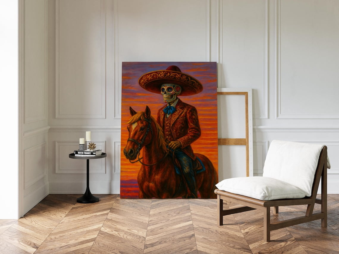 Velto Charro Rider Canvas Art Gothic Seasonal Skeleton Cowboy ...