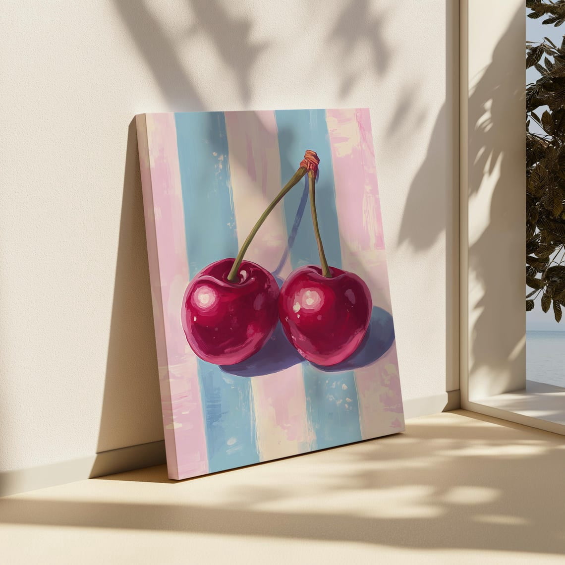 Velto Cherry Canvas Art Botanical Fruit Illustration Whimsical Pop ...