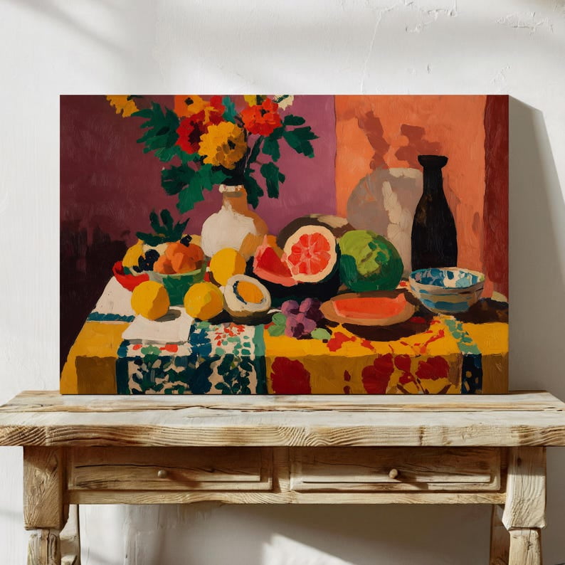 Velto Colorful Kitchen Canvas, Bold Still Life Wall Art, Modern Dining ...