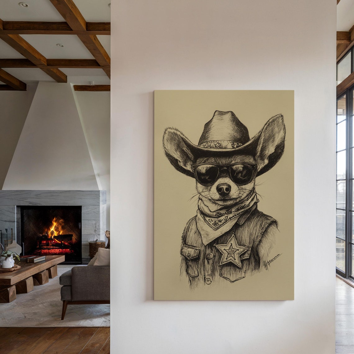 Velto Cowboy Chihuahua Sheriff Canvas Vintage Animal Illustration ...