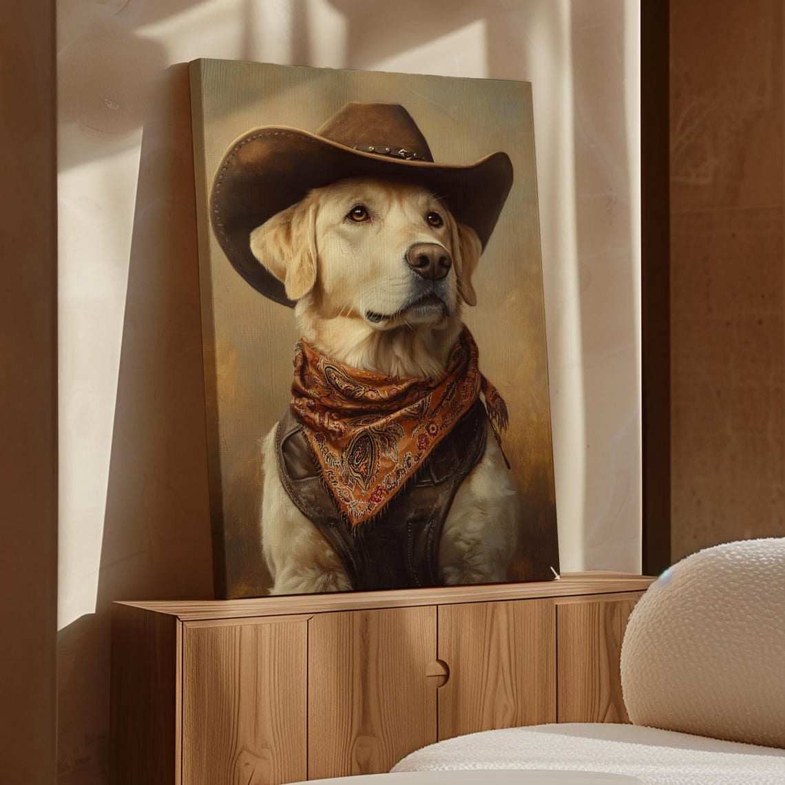 Velto Cowboy Golden Retriever Canvas Art Rustic Western Dog Decor ...