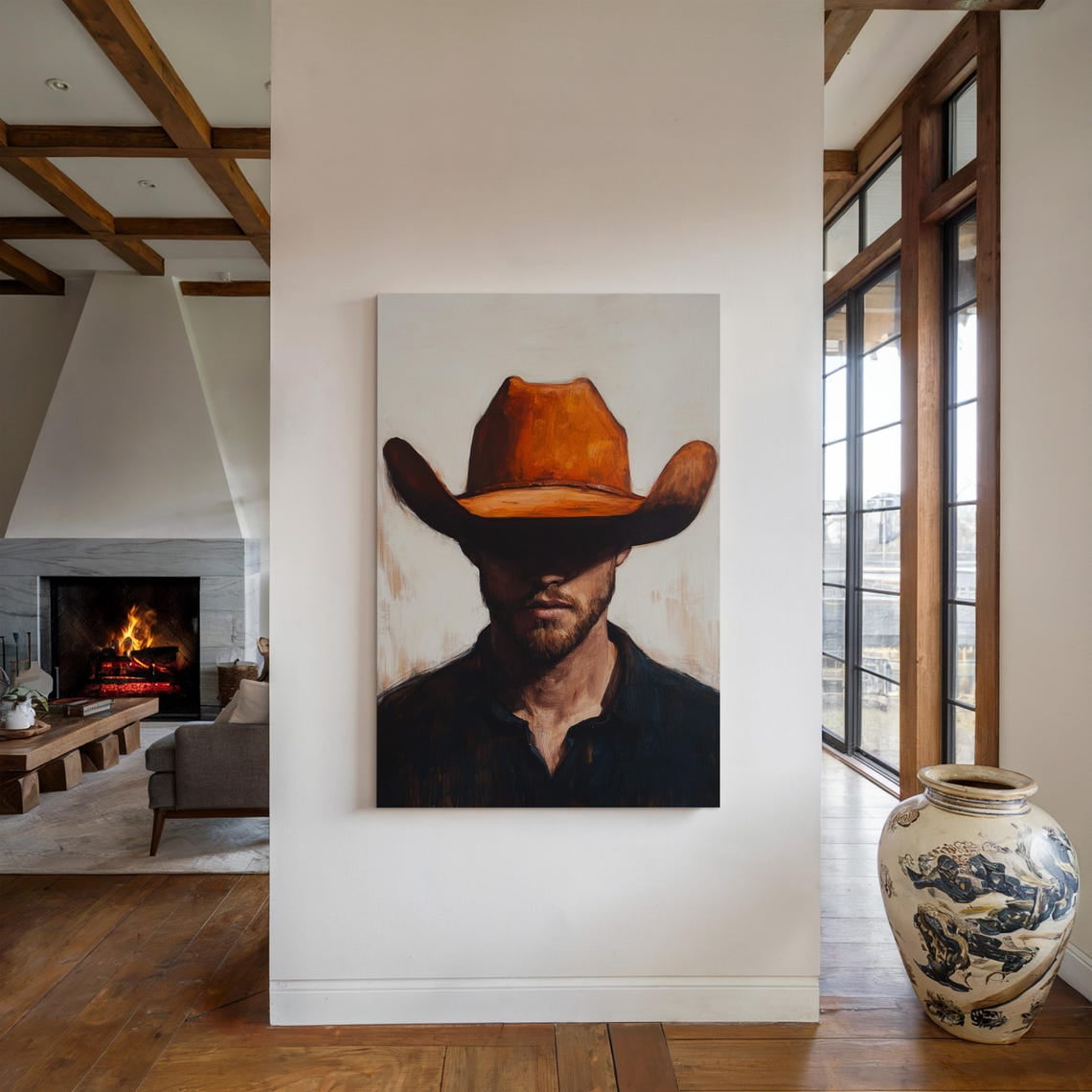 Velto Cowboy Portrait Canvas Art | Western Rustic Wall Decor | Bold ...
