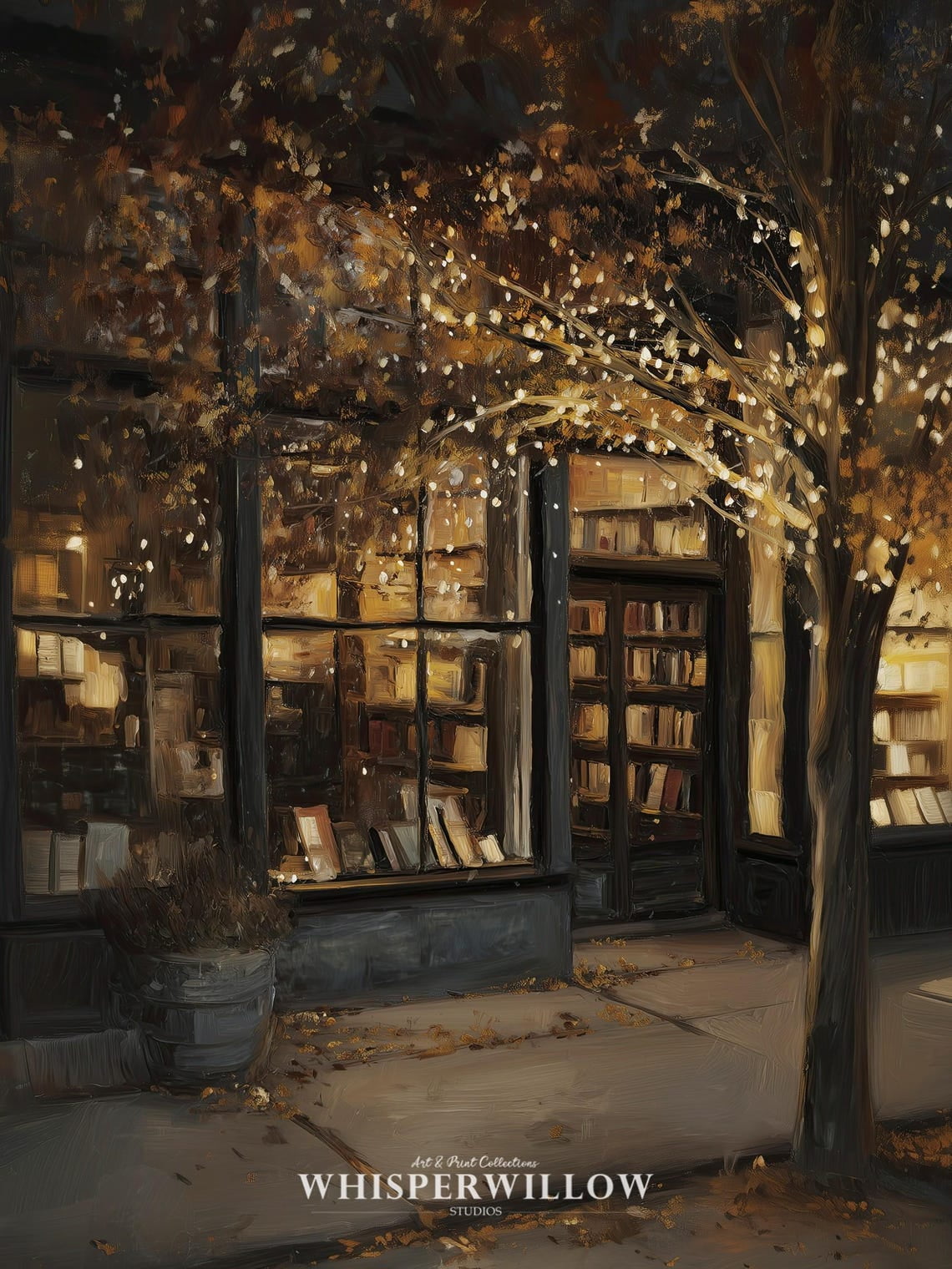Velto Cozy Autumn Bookstore Wall Art, Romantic Cottagecore Fall Scene ...