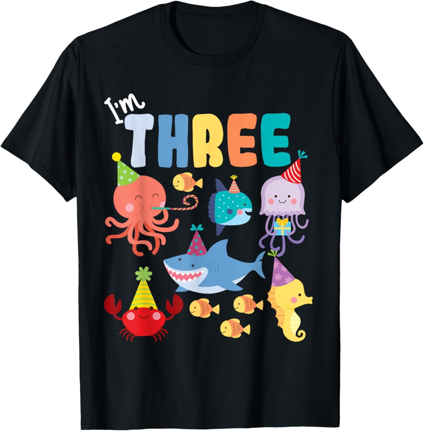 Velto Cute Sea Animals Ocean Creatures Party 3rd Birthday 3 Three T ...