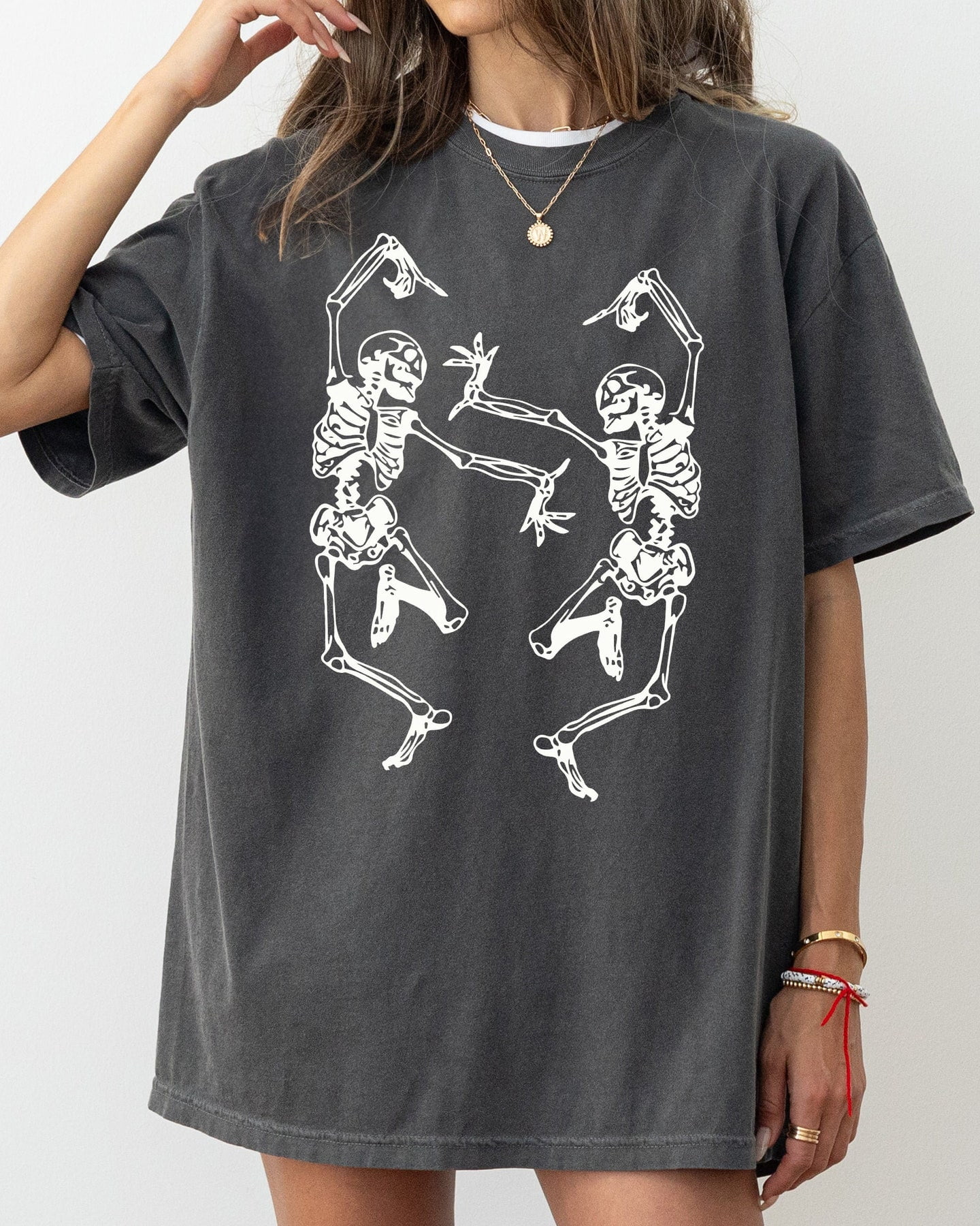 Velto Dancing Skeletons Ghost Witch Skull Spooky Aesthetic Graphic T ...