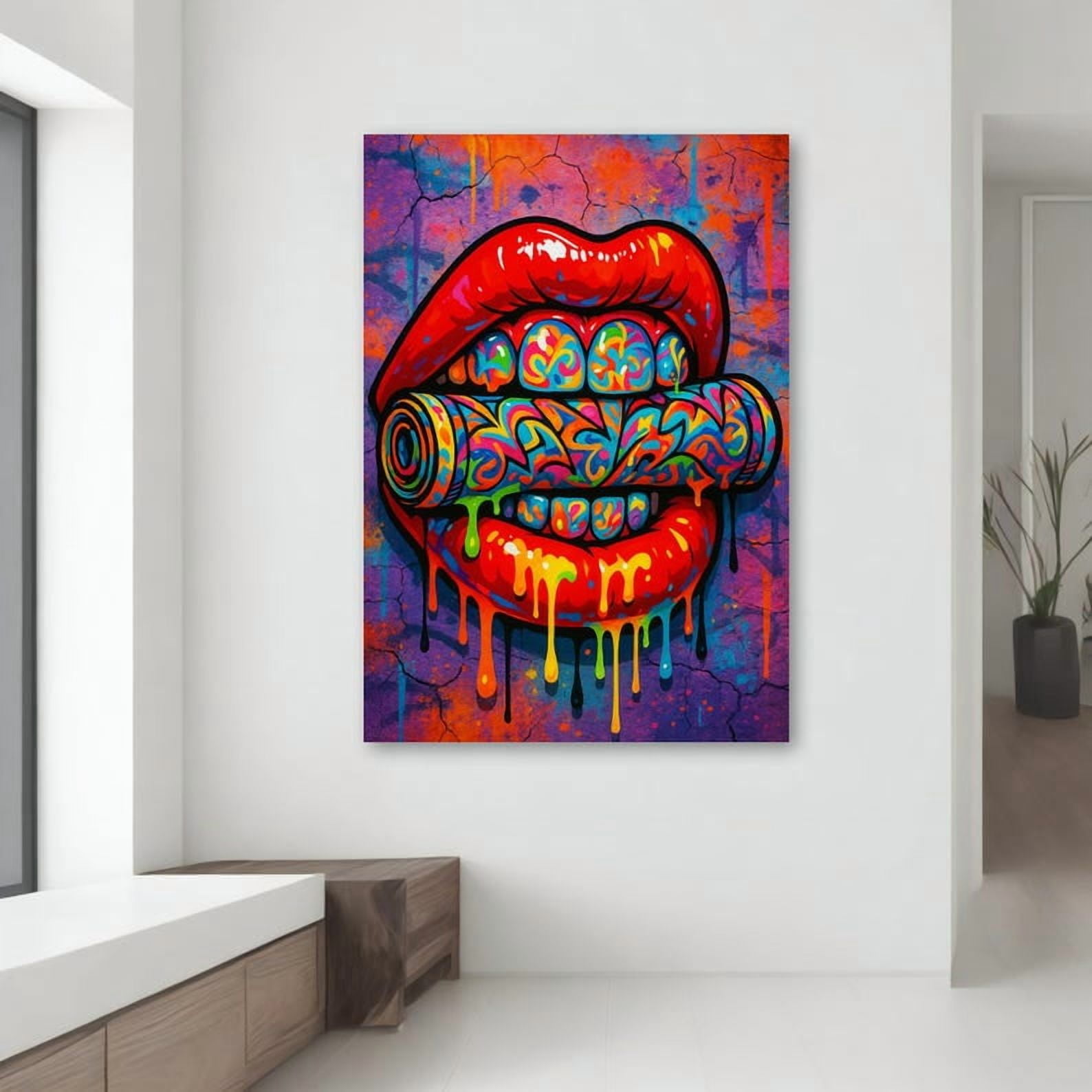 Velto Dripping Pop Lips With Spray - Bold Street Style Canvas, Gift For ...