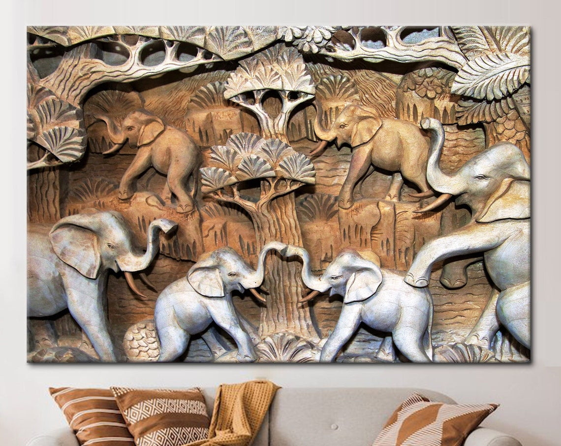 Velto Elephant Wall Decor, Elephant Statue Artwork, Statue Wall Decor ...