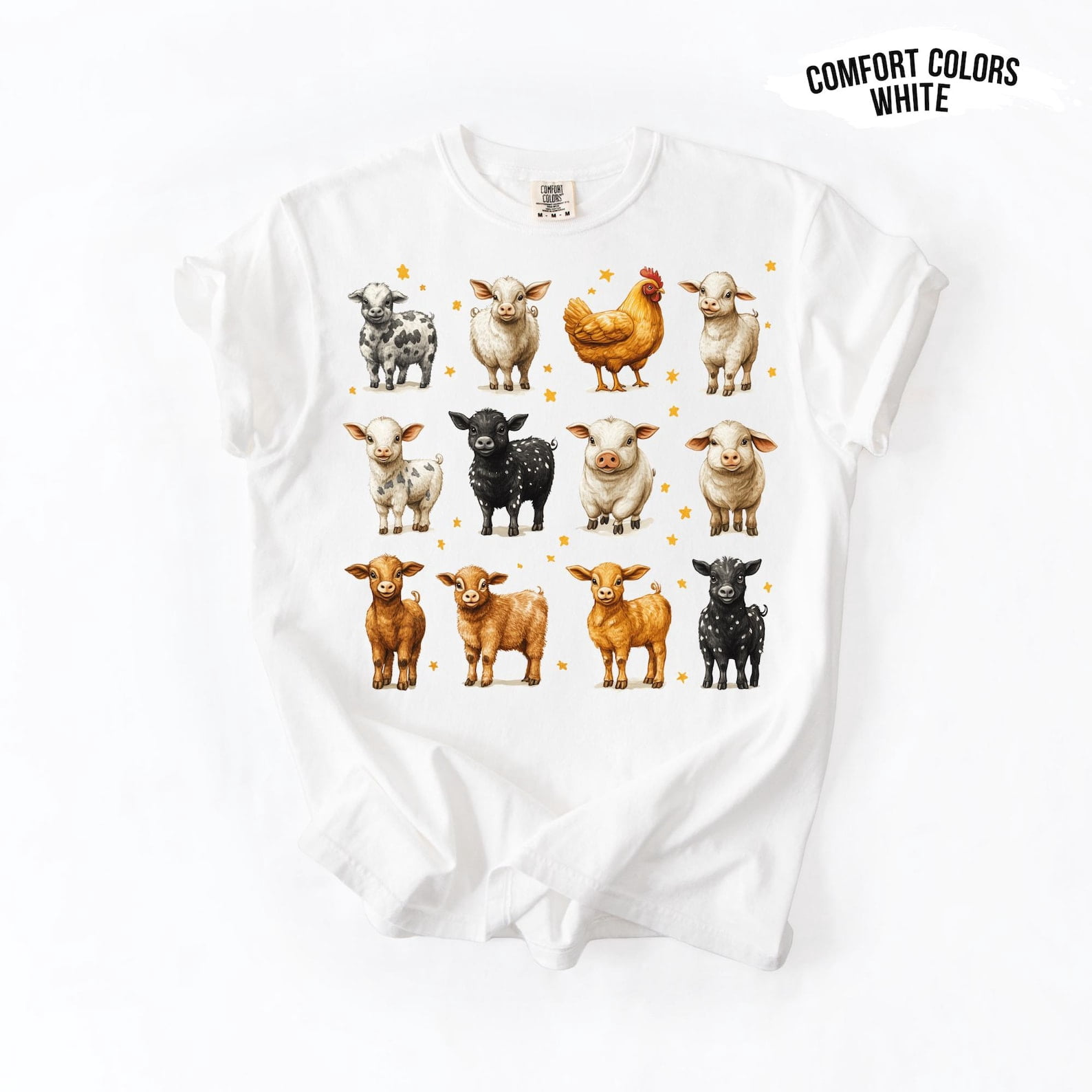 Velto Farm Animals T-Shirt, Cute Cow Pig Goat Chicken Tee, Baby Farm ...