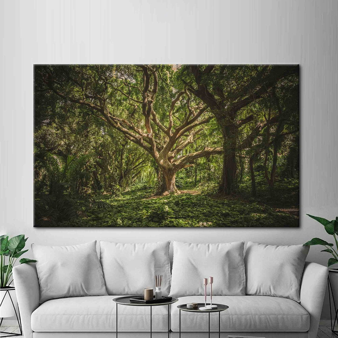 Velto Forest Wall Decor, Tree View Art Canvas, Tree, Green, Nature ...