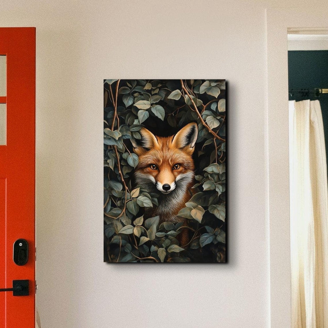 Velto Fox Canvas Art Moody Gothic Illustration Rustic Red Animal Dark ...