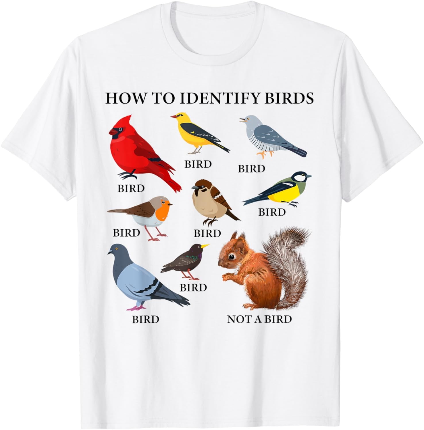 Velto How to Identify Birds Birds Identification Birdwatcher T-Shirt ...