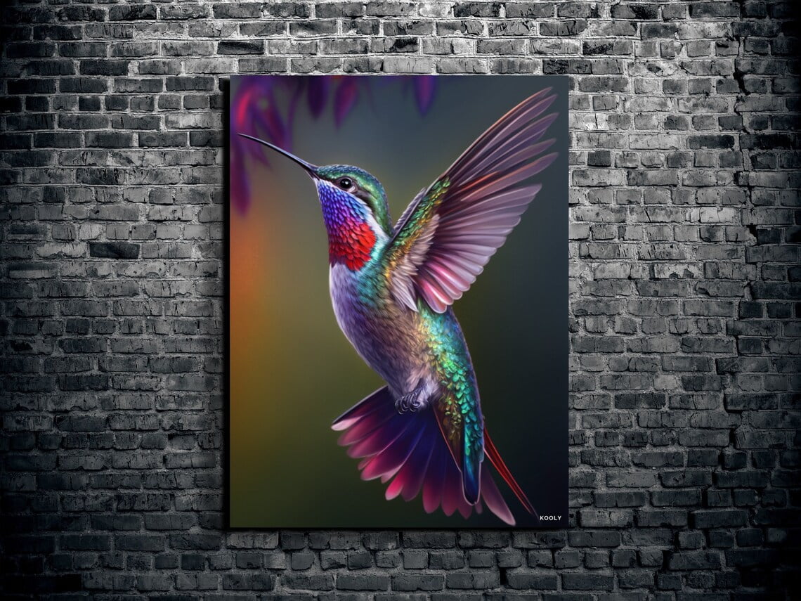 Velto Hummingbird Canvas Art - Flying Hummingbird Wall Decor for Nature ...