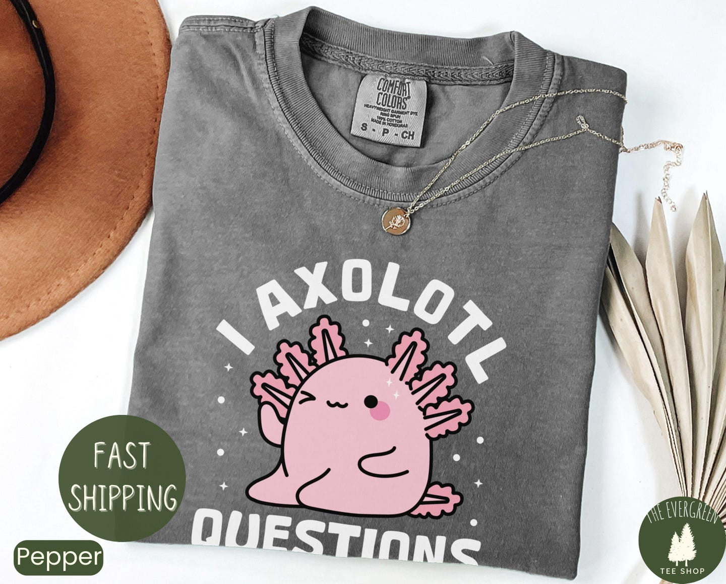 Velto I Axolotl Questions T-shirt, Cute Salamander Graphic Apparel ...