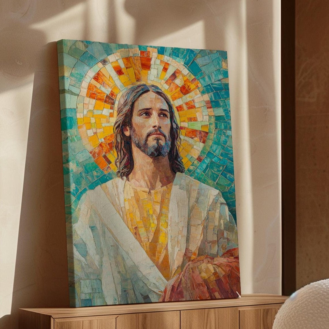 Velto Jesus Mosaic Art Canvas | Vibrant Religious Wall Decor ...