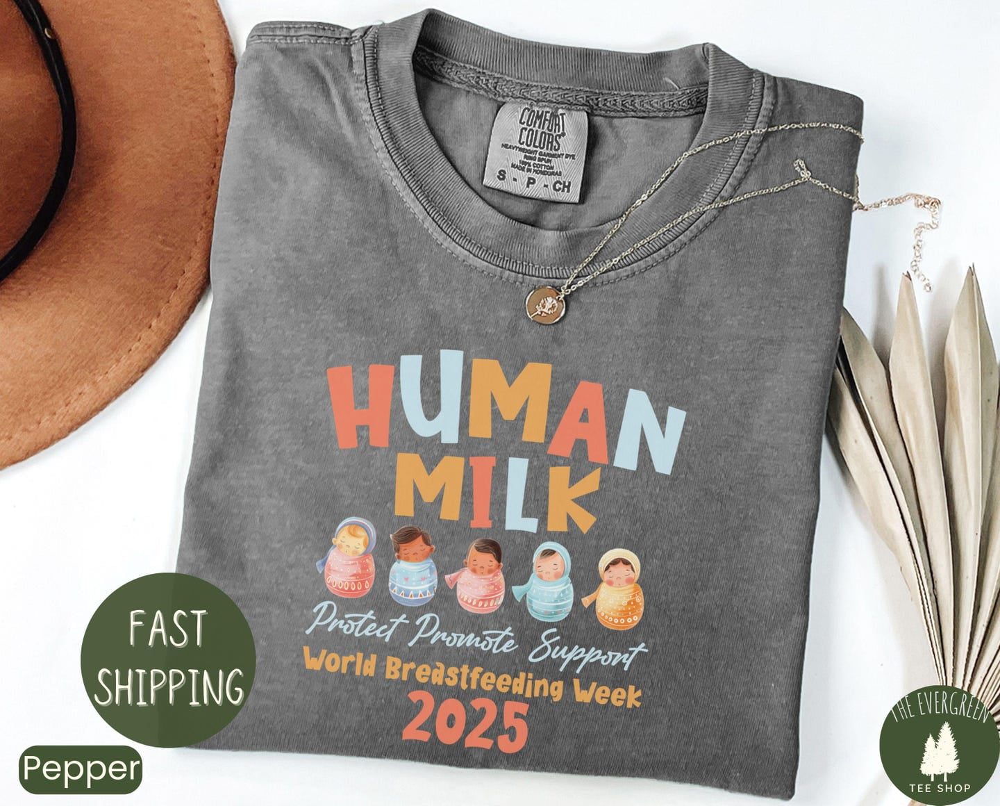 Velto Lactation Support T-shirt, Human Milk Awareness Graphic Apparel ...